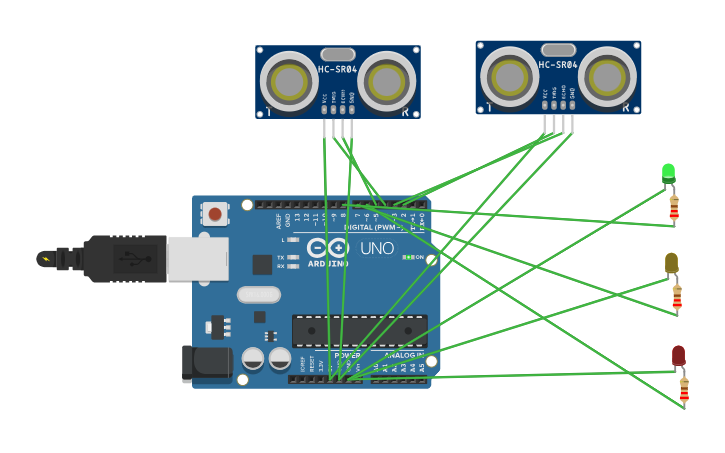 Circuit Design Sistem Lampu Lalu Lintas Tinkercad