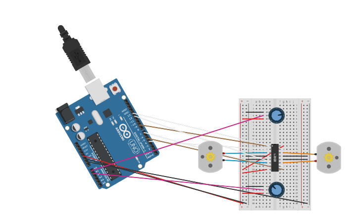 Circuit Design 2 Motors And Potentiometer Tinkercad