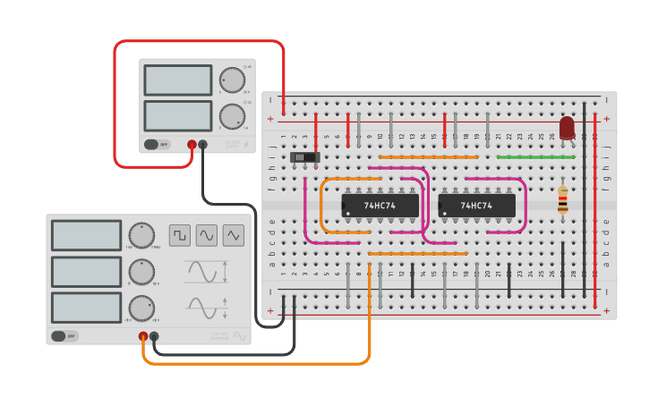 Circuit design SISO Shift Register | Tinkercad