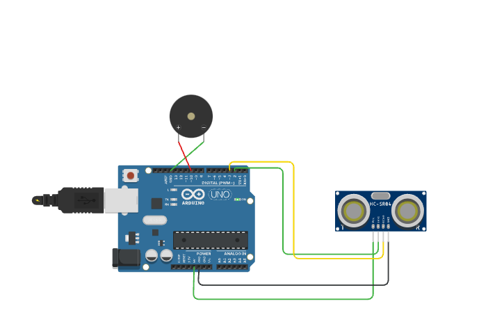 Circuit design Ultrasonic - Door Alarm - Tinkercad