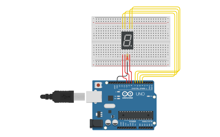 Circuit design Digital number counter - Tinkercad