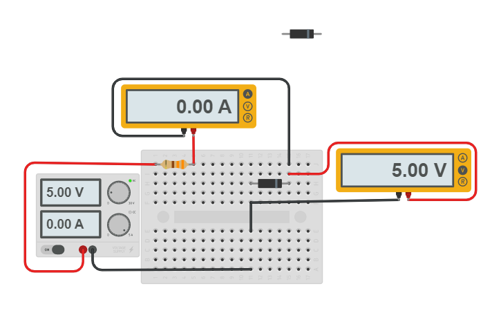 Circuit design Copy of V-I Characteristics of Zener Diode | Tinkercad