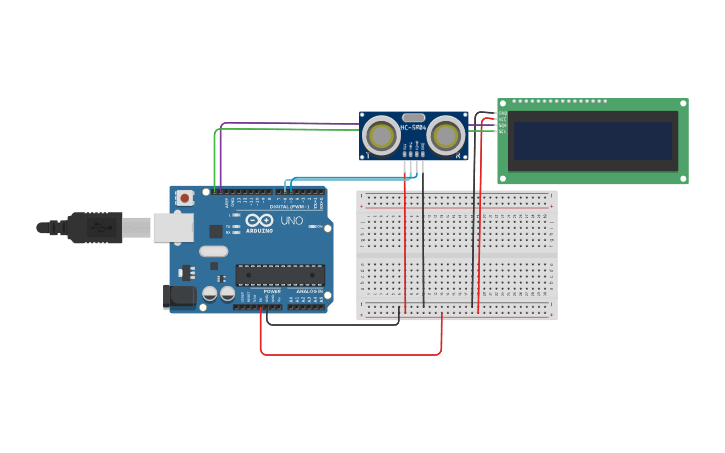 Circuit design ULTRASONIC SENSOR - Tinkercad