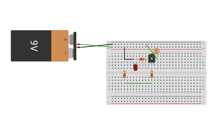 Circuit design CIRCUITO 2 SE ENCIENDE CON LUZ - Tinkercad