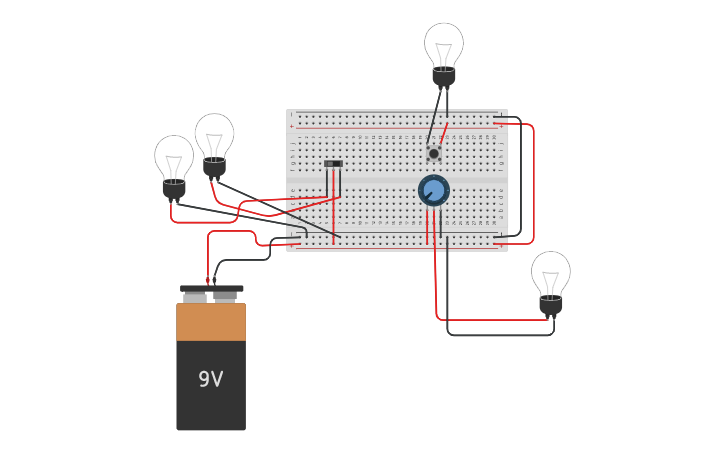 Circuit design Práctica de encendido de bombilla | Tinkercad