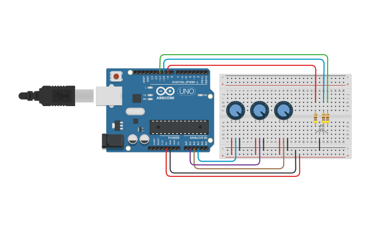Circuit design Arduino LED RGB - Tinkercad