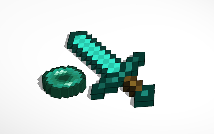 3D design minecraft ender pearl and diamond sword | Tinkercad