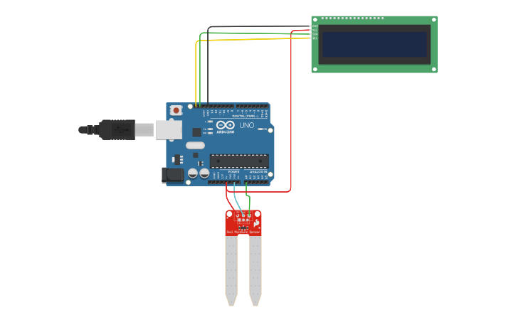 Circuit design capteur analogique d'humidité - Tinkercad