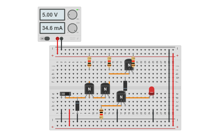 Circuit design TTL NOT Gate - Tinkercad