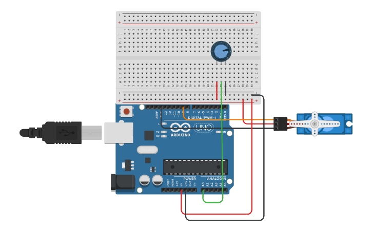 Circuit Design Servo Con Potenciometro Tinkercad