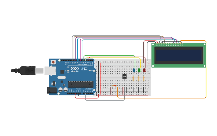 Circuit design Circuito con Arduino, Sensor y LCD - Tinkercad
