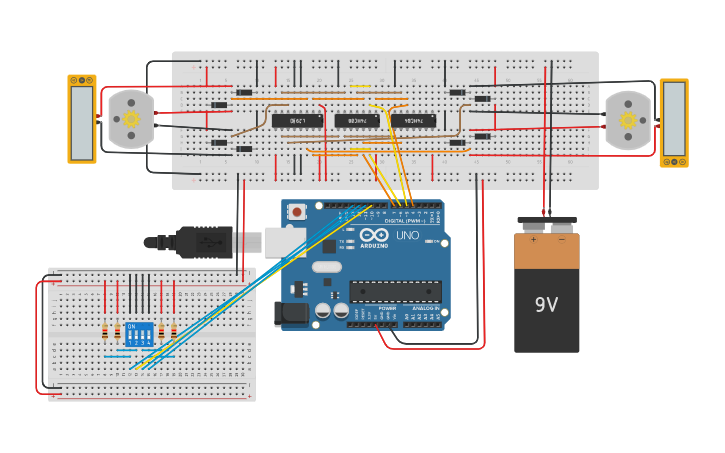 Circuit design 06 line tracking circuit - Tinkercad