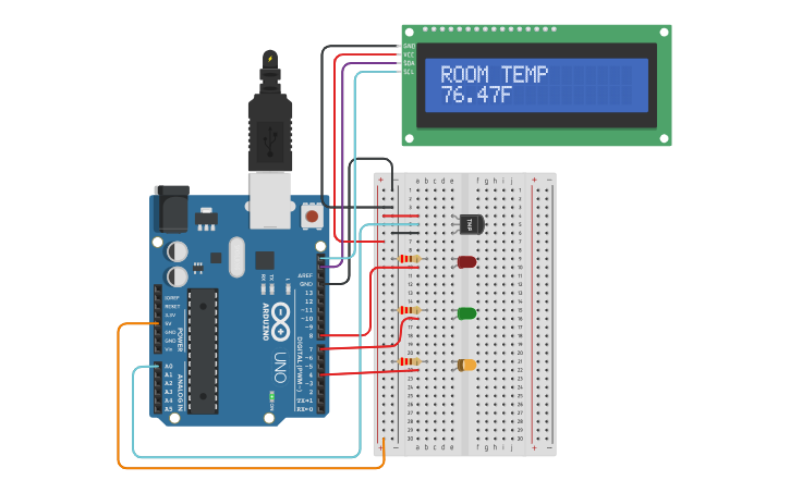 Circuit design 02/05/2024 lab2 LCD+room temp - Tinkercad