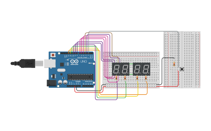 Circuit design StopWatch - Tinkercad
