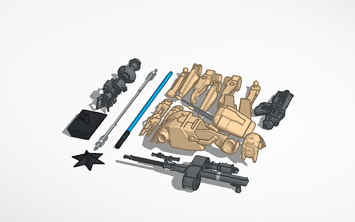 3D design b1 battle droid model + weapons - Tinkercad