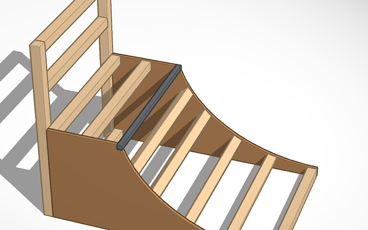 3D design quarter pipe mini ramp frame - Tinkercad
