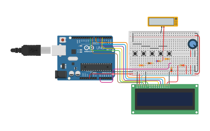 Circuit design LCD 16x2 - II - Victor Moreira - Tinkercad