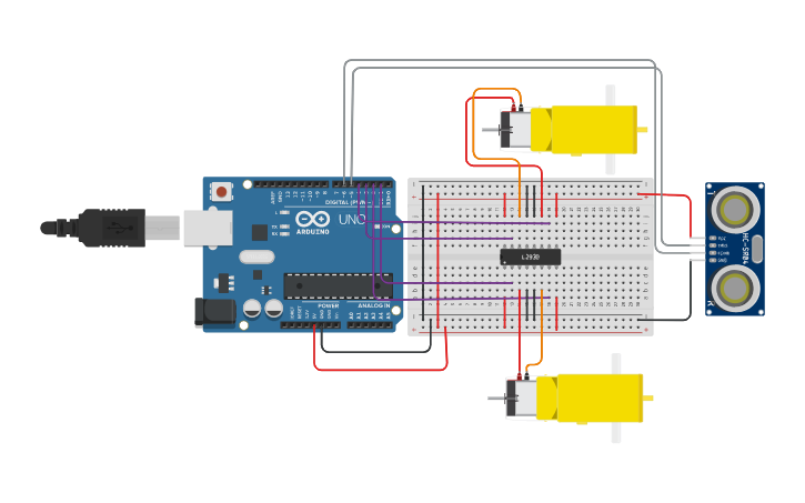 Circuit design Obstacle Avoidance Robot | Tinkercad