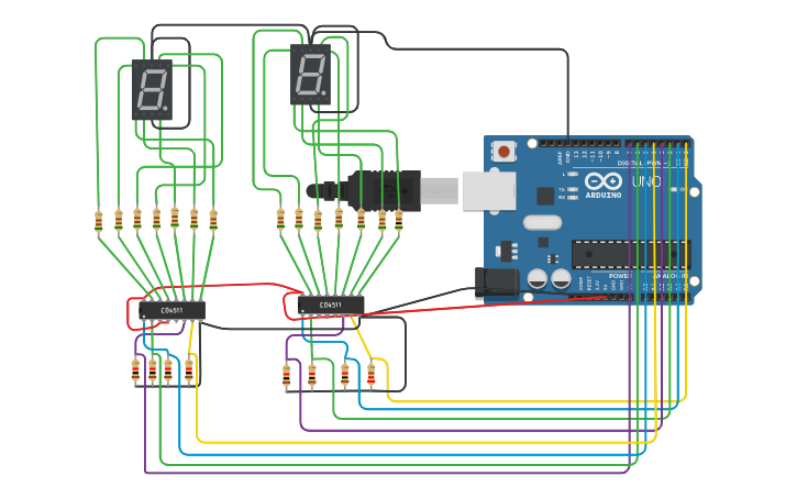 Circuit design SHXKR EXP 2 TASK 3 7 SEGMENT DISPLAY | Tinkercad