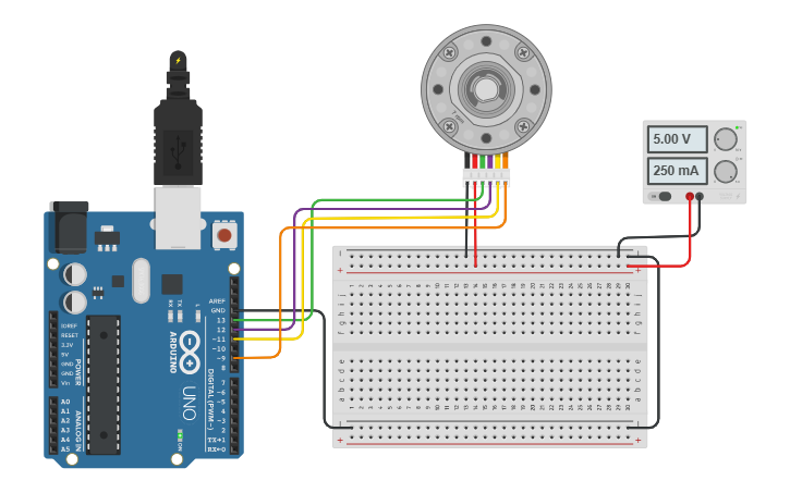 Circuit design Motor paso a paso - Tinkercad
