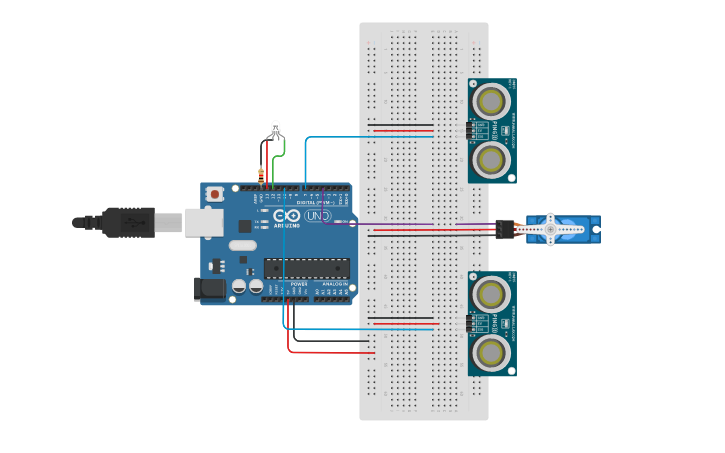 Circuit design Smart Dustbin - Tinkercad
