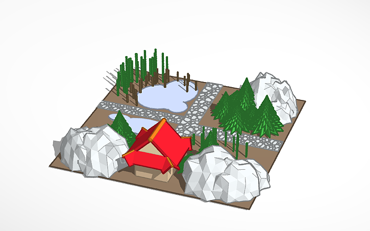 3D design Japanese zen garden - Tinkercad