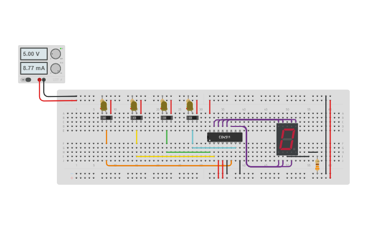 Circuit design Display a 7 segmenti - Tinkercad