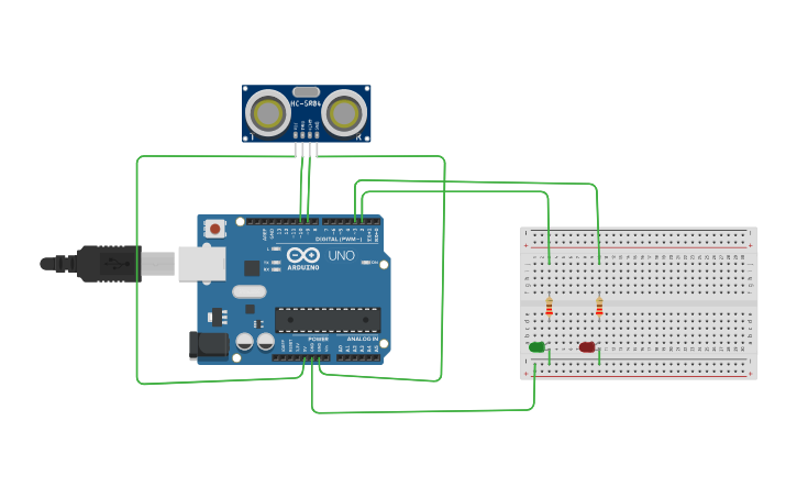 Circuit design 3 - Sumo Bot - Arduino Lab 1 - Distance Sensor - Tinkercad