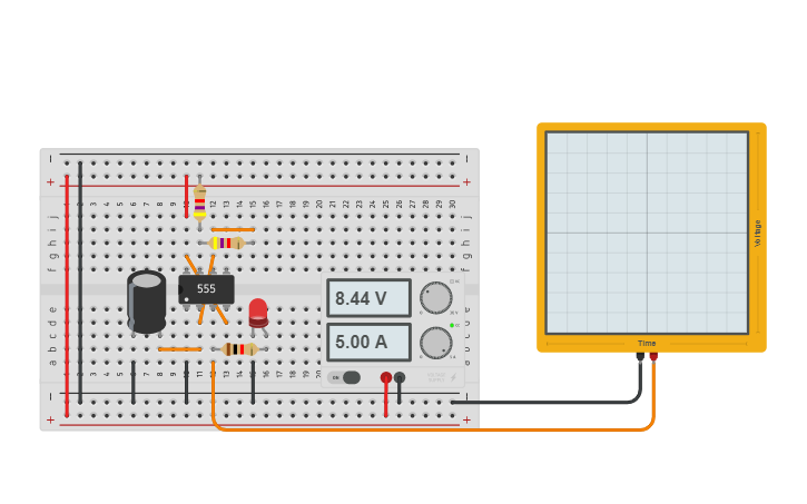 Circuit design Astable 555 Timer Math - Tinkercad