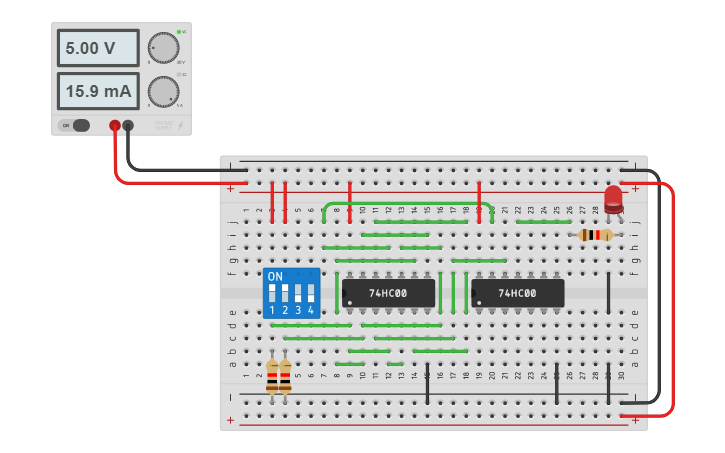 Circuit design XNOR gate (NAND ONLY) | Tinkercad