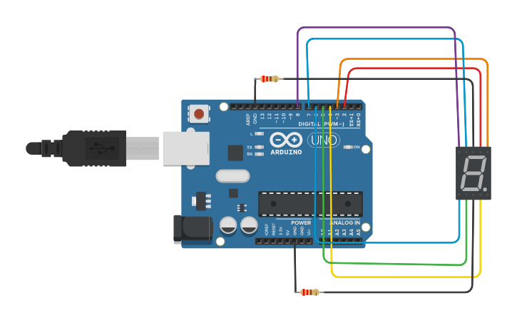 Circuit design SEVEN SEGMENT DISPLAY - Tinkercad