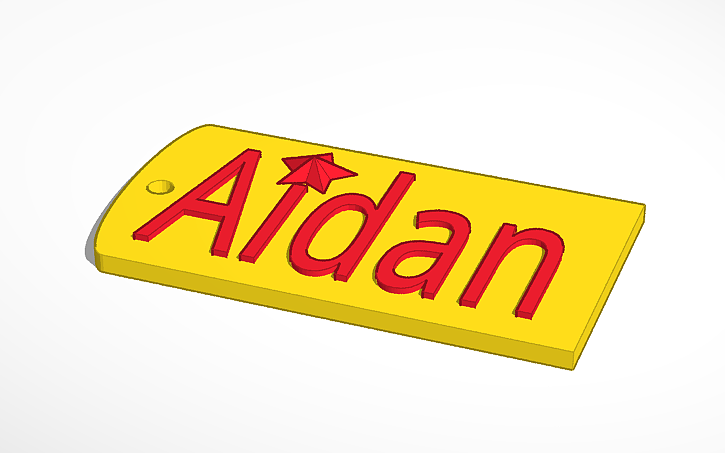 3D design Aidan Name Tag | Tinkercad