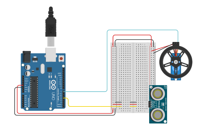 Circuit design Ultrasonic - Tinkercad