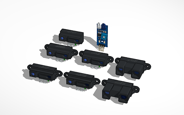 3D design IR Distance Sensors (Sharp) versus FC-51 - Tinkercad