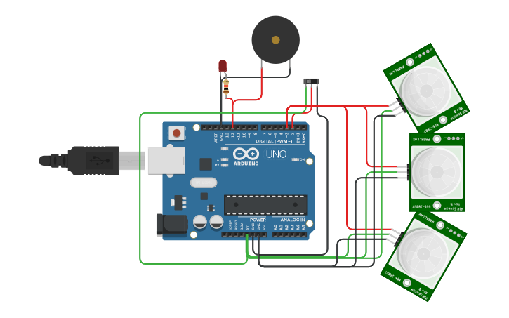 Circuit design Alarm System - Tinkercad