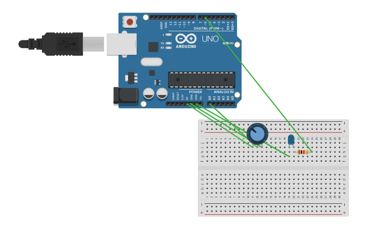 Circuit design LED VARYING USING POTENTIOMETER - Tinkercad