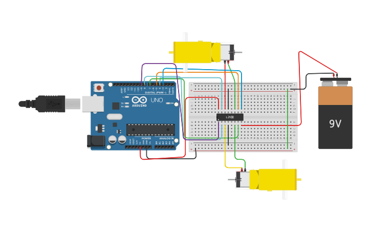 Circuit design L293D DC Motor Arduino | Tinkercad