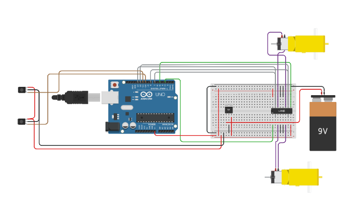 Circuit design Line Follower - Tinkercad
