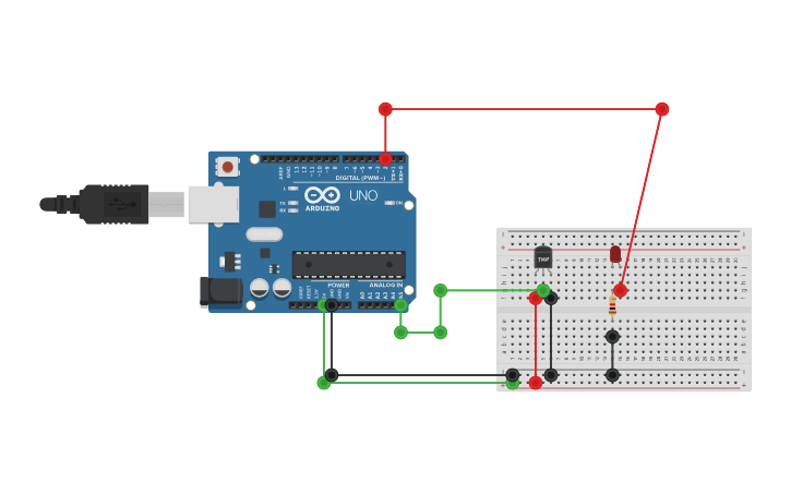 Circuit design Temperature Sensor - Tinkercad