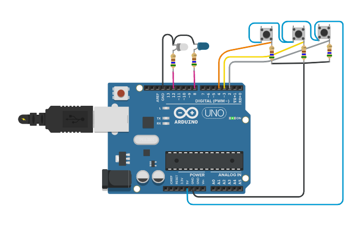 Circuit design Passa ou repassa - Tinkercad