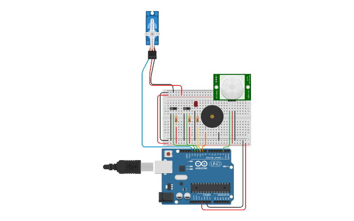 Circuit design Act. 6-PIR Sensor | Tinkercad