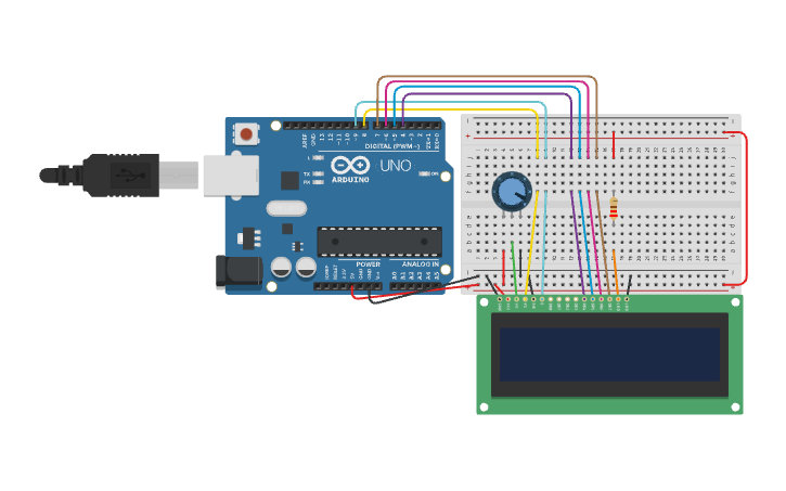 Circuit design lcd with arduino - Tinkercad