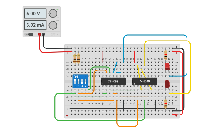 Circuit design TP1-Semi additionneur - Tinkercad