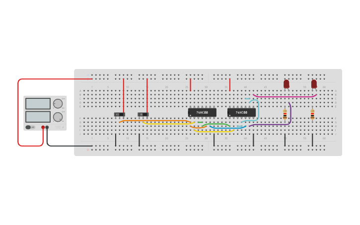 Circuit design Half Subtractor using NAND | Tinkercad