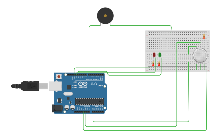 Circuit design Gas leak warning - Tinkercad