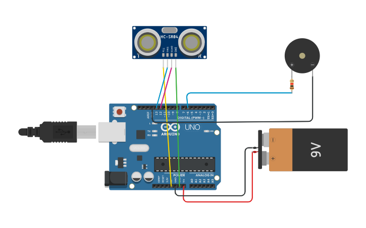 Circuit design Blind spot detection system | Tinkercad