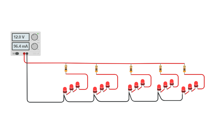 Circuit design 15 Leds paralelo - Tinkercad