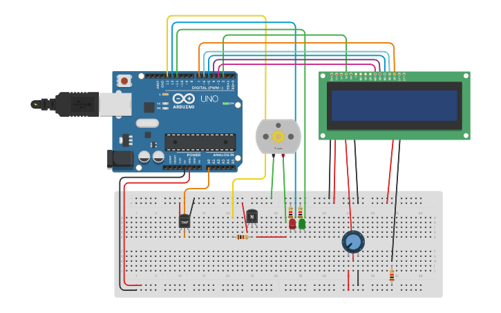Circuit design plant watering system - Tinkercad