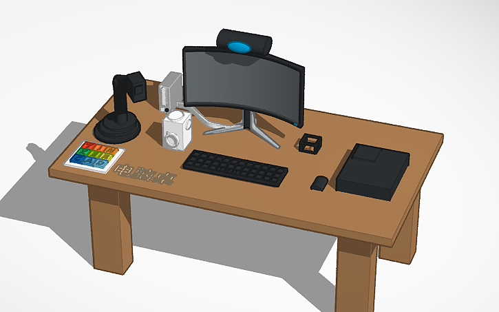 3d Design Computer Desk And Computer Tinkercad