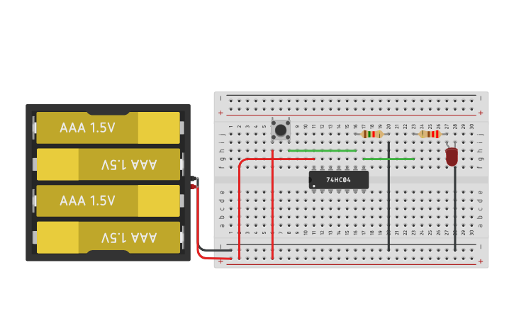 Circuit design PUERTA NOT (INVERSORA) | Tinkercad